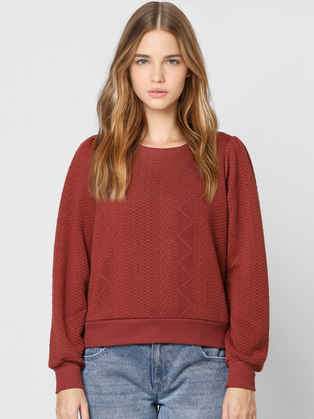 Buy ONLY Women Red Sweatshirt - Sweatshirts for Women 15702378 | Myntra