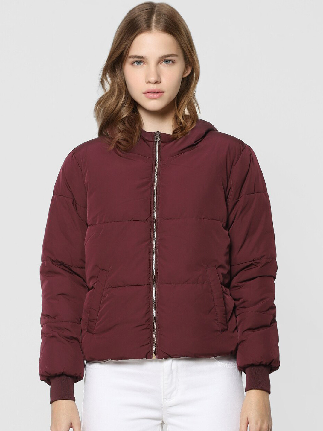 Buy ONLY Women Maroon Puffer Jacket - Jackets for Women 15702732 | Myntra