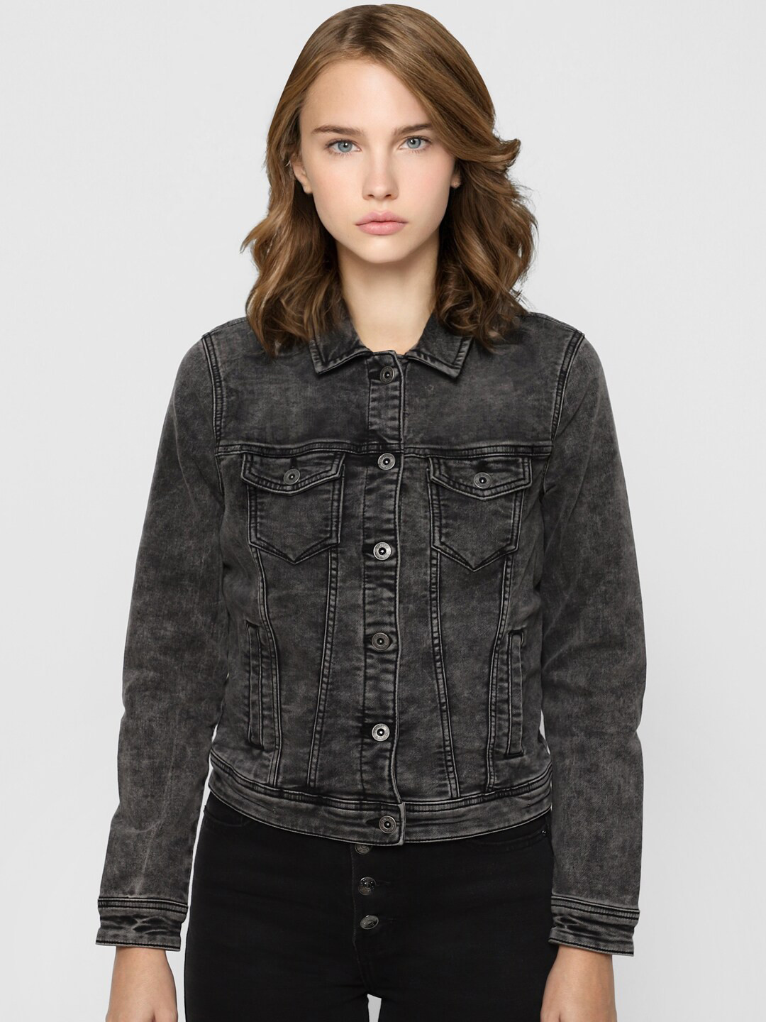 Buy ONLY Women Black Washed Denim Jacket - Jackets for Women 15702762 ...
