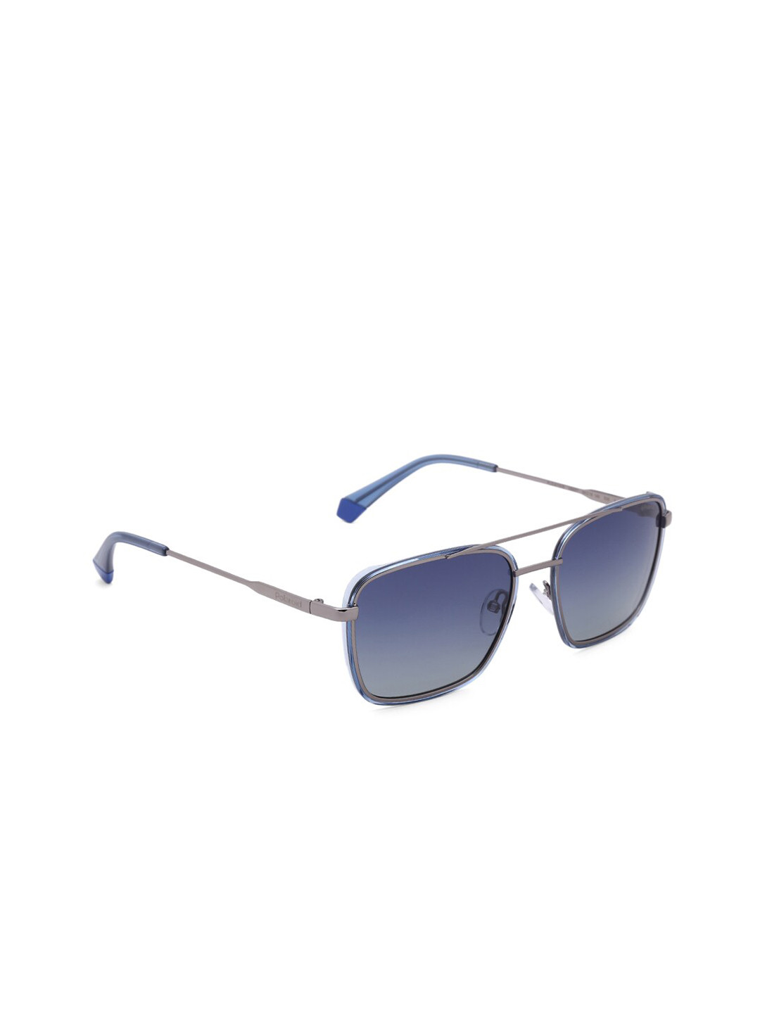 Buy Polaroid Men Blue Lens & Blue Rectangle Sunglasses With UV ...