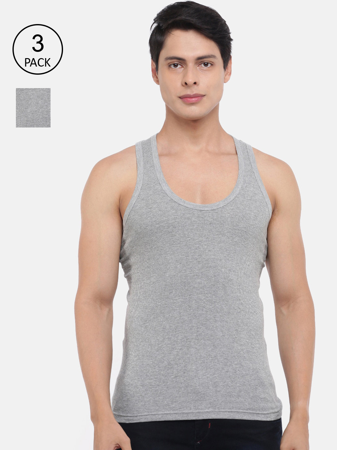 Buy Dollar Bigboss Men's Solid Pack Of 3 Cotton Vest - Innerwear Vests ...