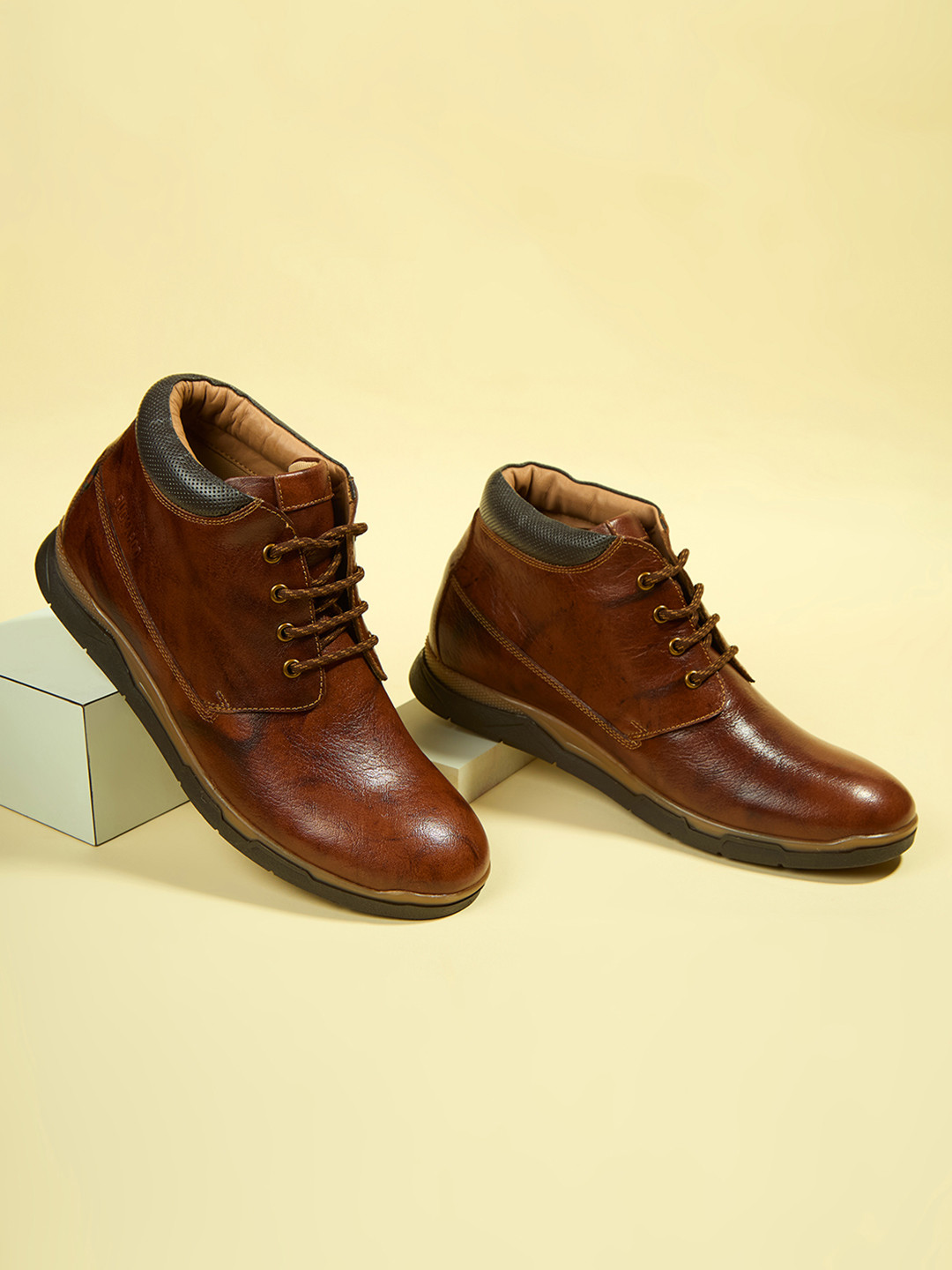 Buy Buckaroo Men Textured Leather Mid Top Chukka Boots - Boots for Men ...