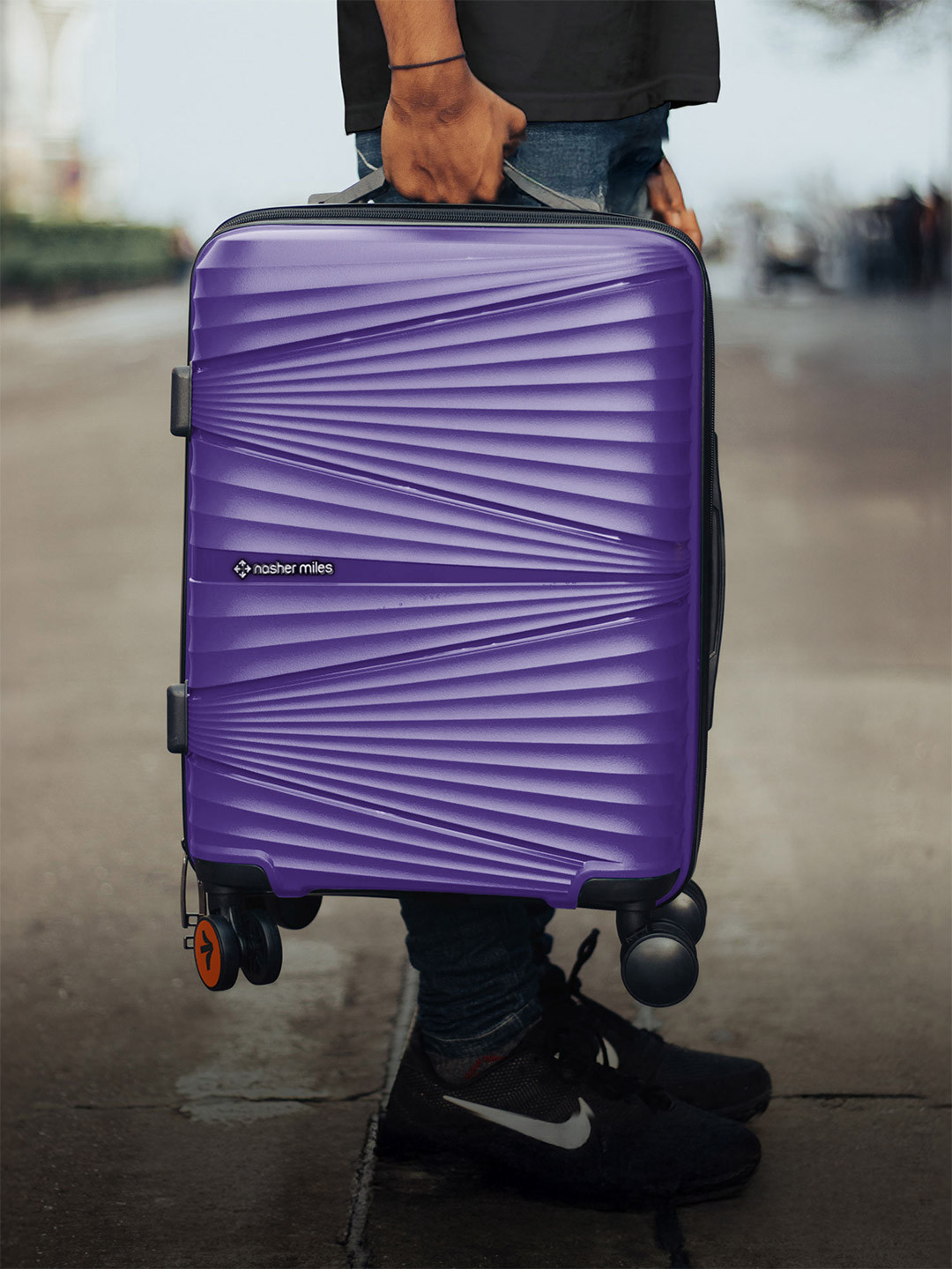 Buy Nasher Miles Purple Solid Hard Sided Large Trolley Suitcase ...