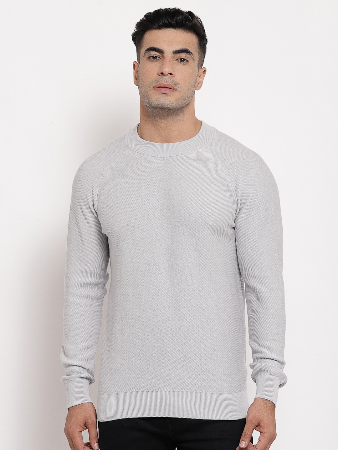 Buy Red Tape Men Grey Solid Round Neck Pullover - Sweaters for Men ...