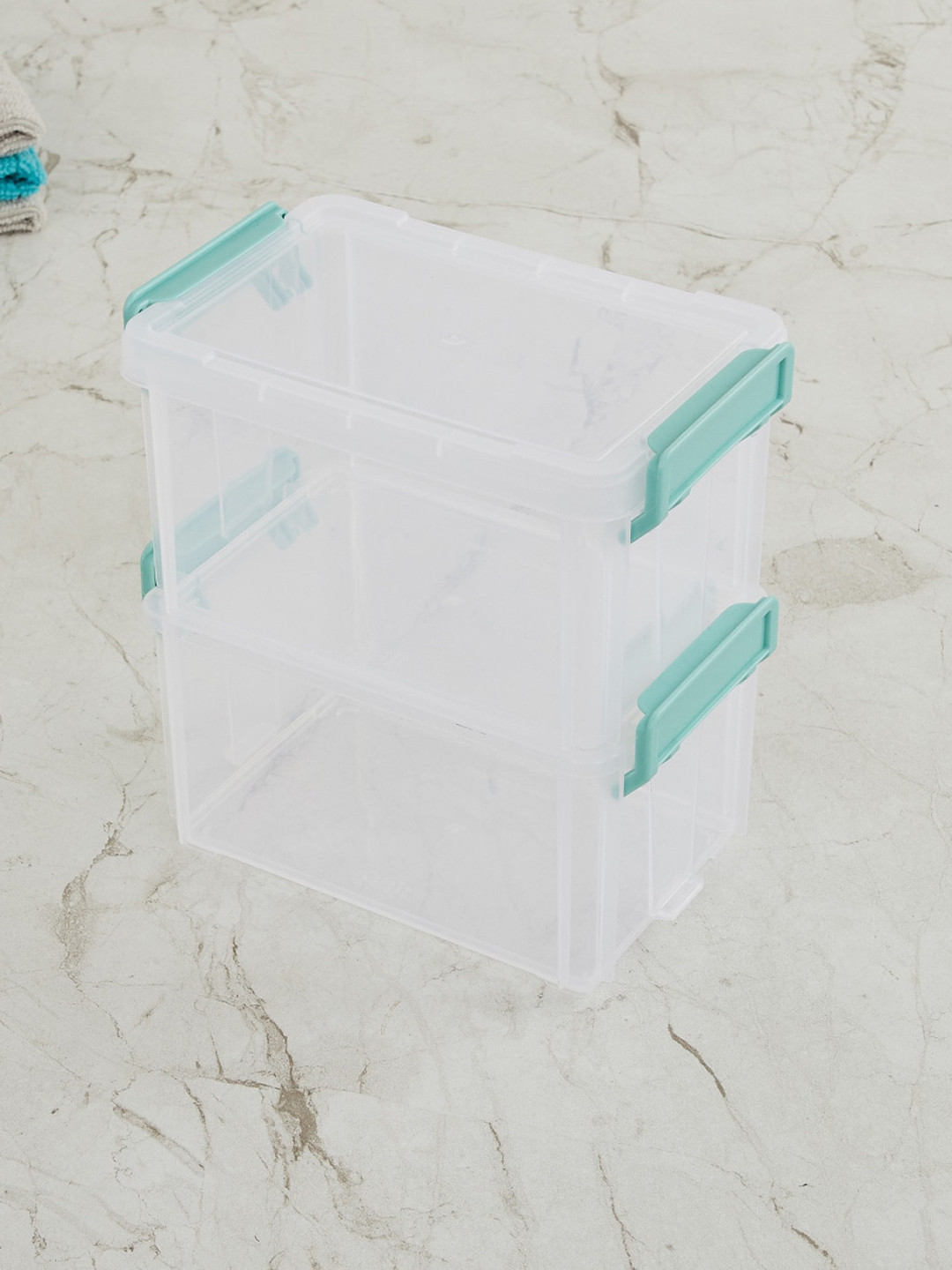 Buy Home Centre White Set Of 2 Mini Stackable Latch Boxes - Organisers ...