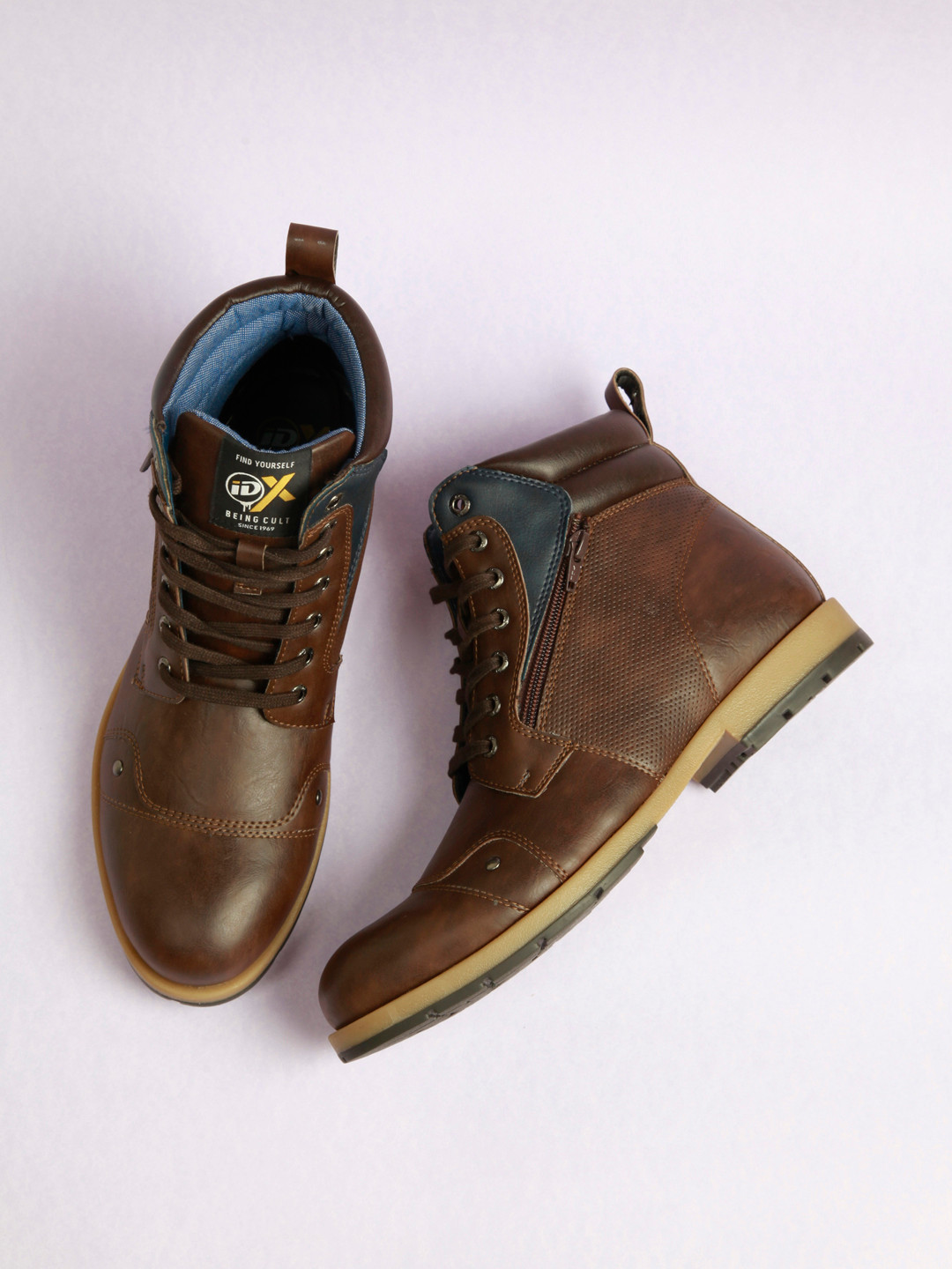 Buy ID Men Brown Solid Flat Boots - Boots for Men 15722452 | Myntra