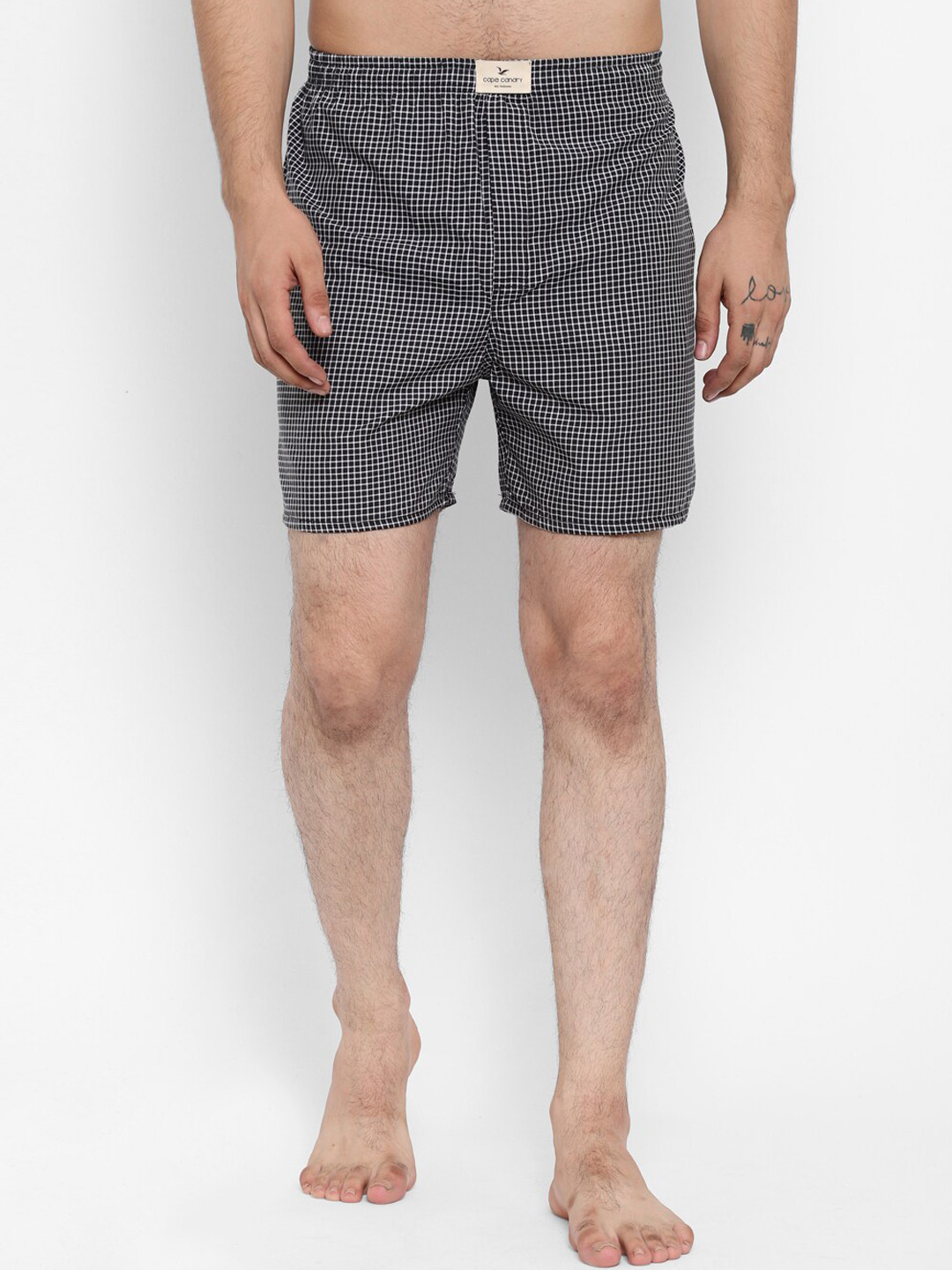 Buy Cape Canary Men Black & White Checked Pure Cotton Boxer ...