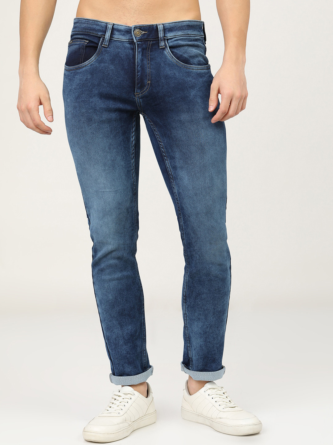 Buy HIGHLANDER Men Blue Slim Fit Heavy Fade Stretchable Jeans - Jeans ...