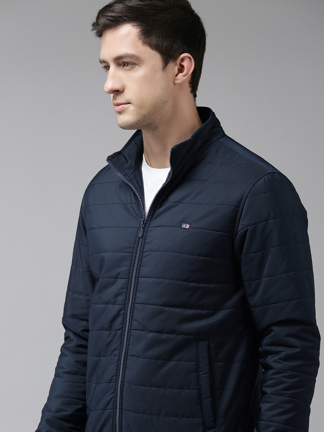 Buy Arrow Men Navy Blue Solid Puffer Jacket - Jackets for Men 15734188 ...