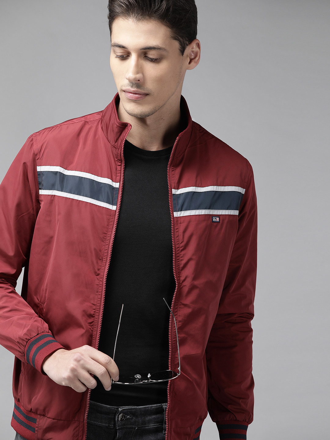 Buy Arrow Men Maroon Varsity Jacket - Jackets for Men 15734206 | Myntra