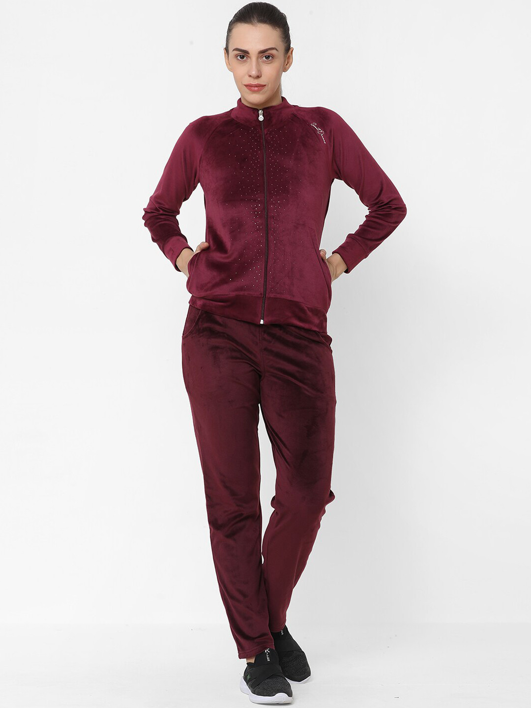 Buy Sweet Dreams Women Maroon Solid Track Suit - Tracksuits for Women ...