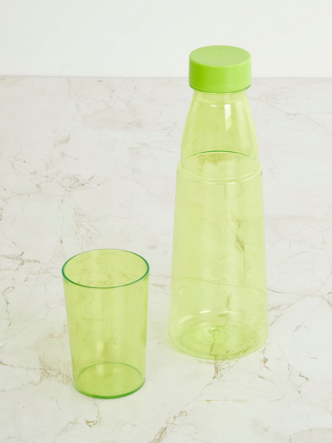Buy Home Centre Set Of 2 Green Solid Plastic Bottle With Tumbler ...
