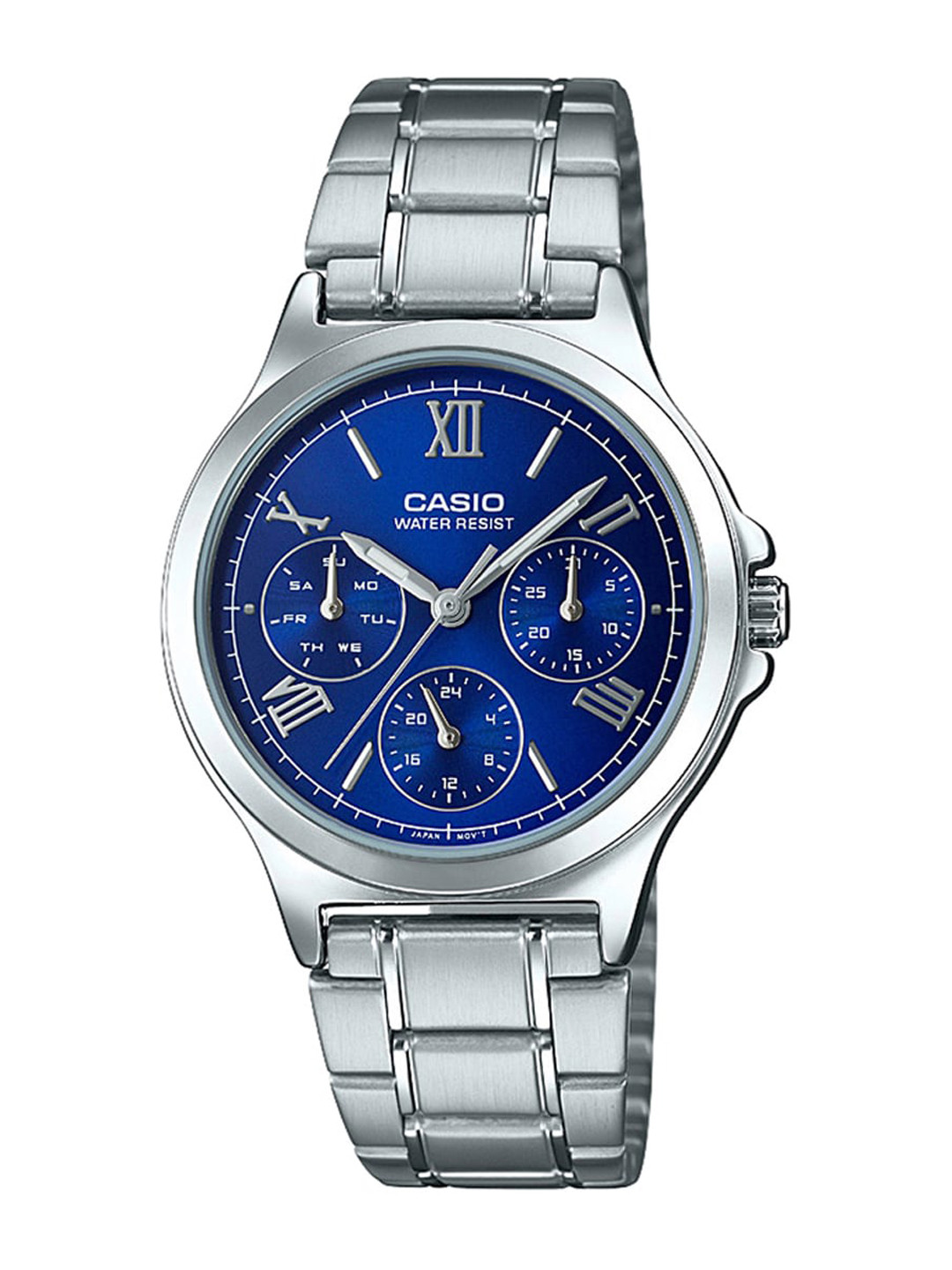Buy CASIO Women Blue Printed Dial & Silver Toned Bracelet Style Straps ...