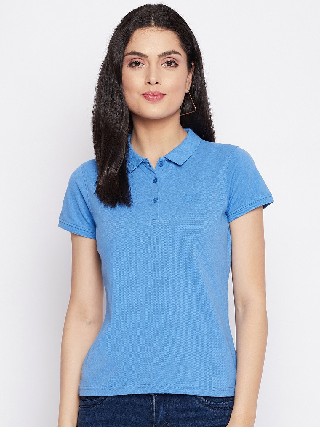 Buy Harbornbay Women Blue Polo Collar T Shirt Tshirts For Women