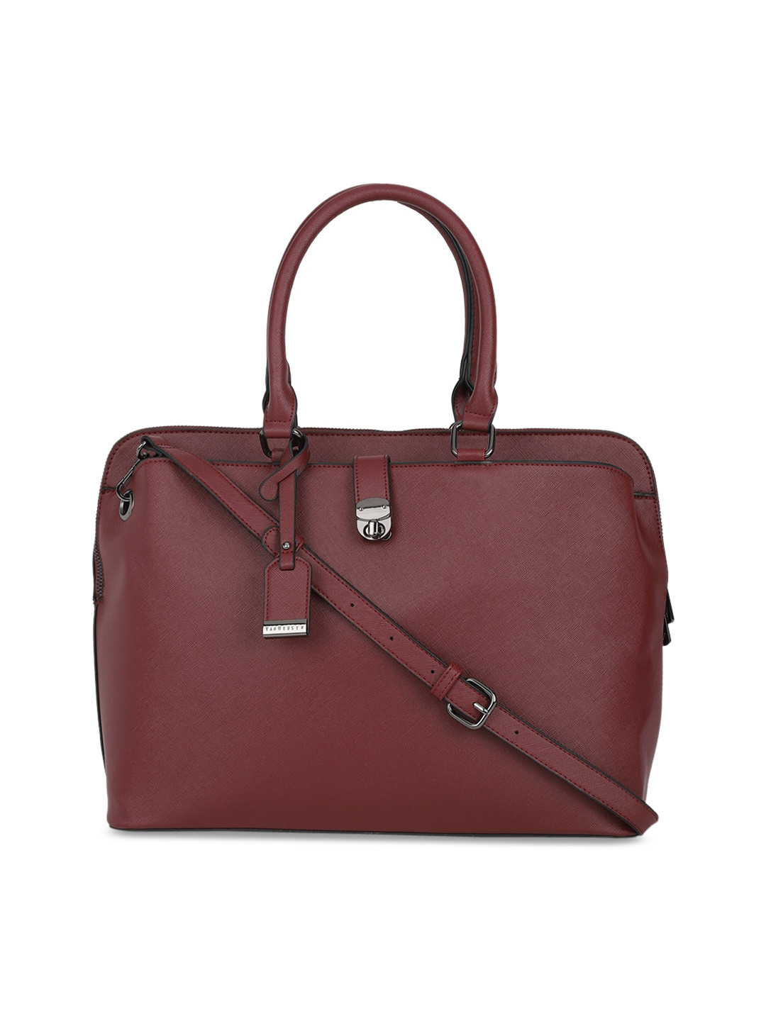 Buy Van Heusen Maroon Structured Handheld Bag - Handbags for Women ...