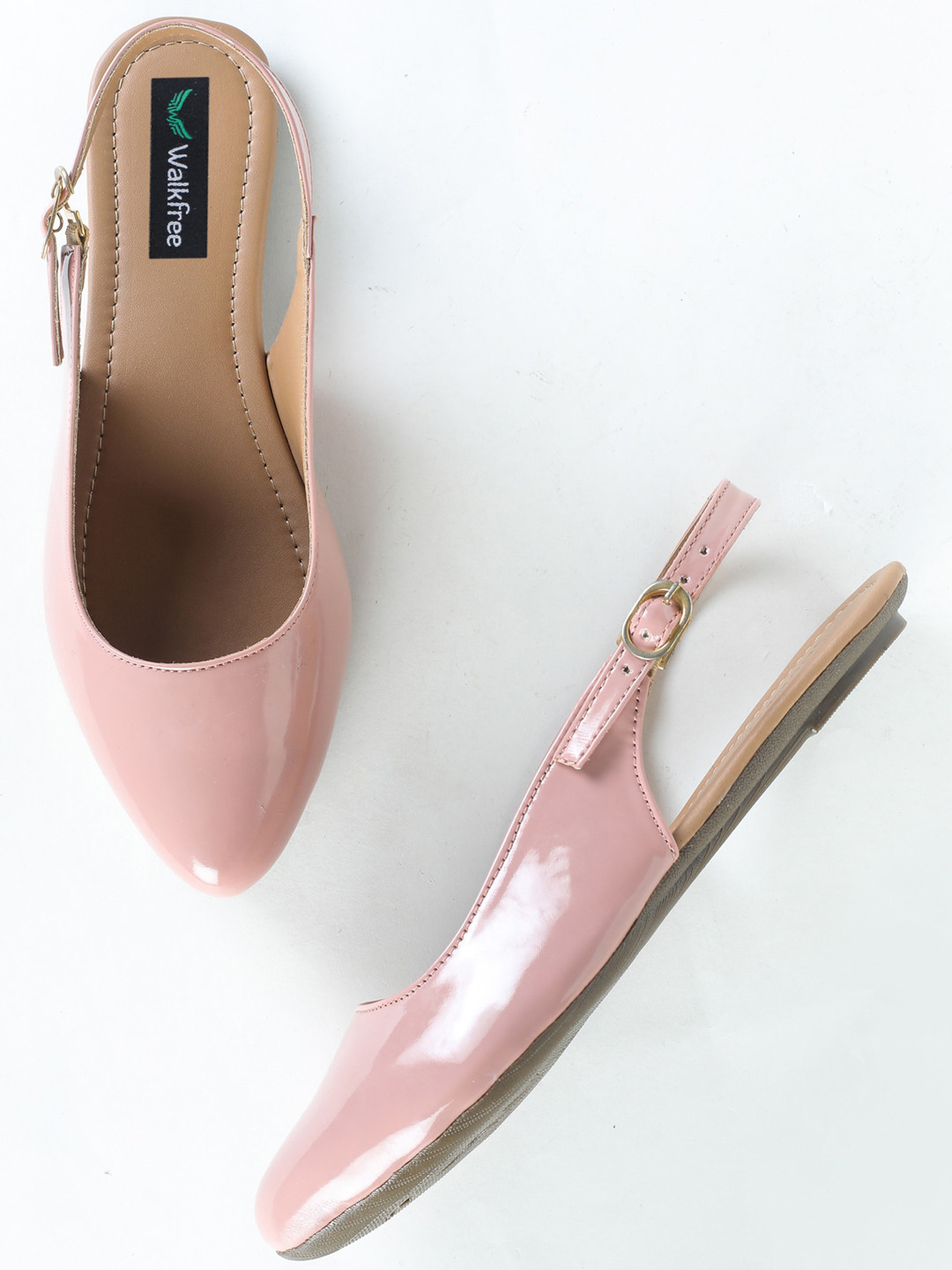 Buy Walkfree Women Peach Coloured Solid Ballerinas - Flats for Women ...