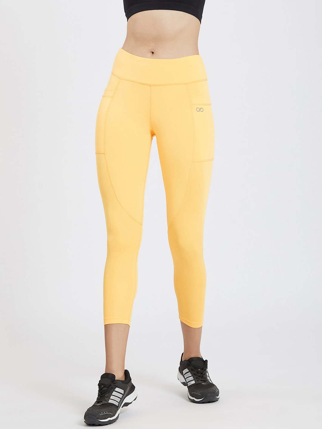 Buy CREEZ Women Yellow Solid Training Quick Dry Tights - Tights for ...