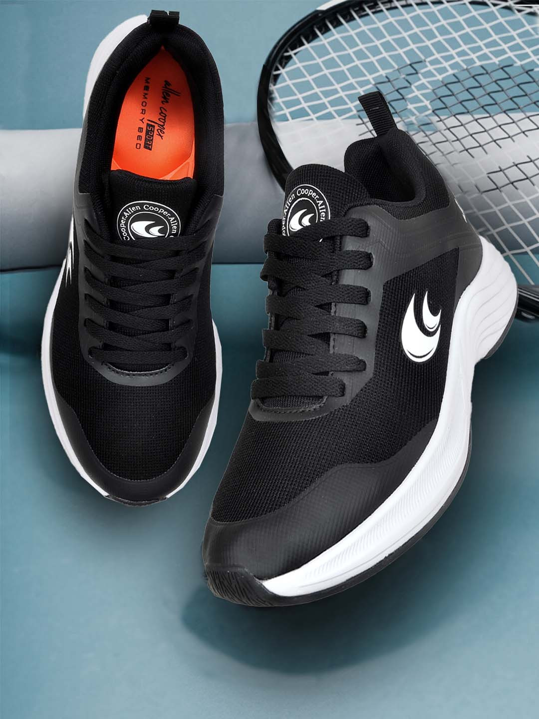 Buy Allen Cooper Men Black Mesh Regular Running Shoes - Sports Shoes ...