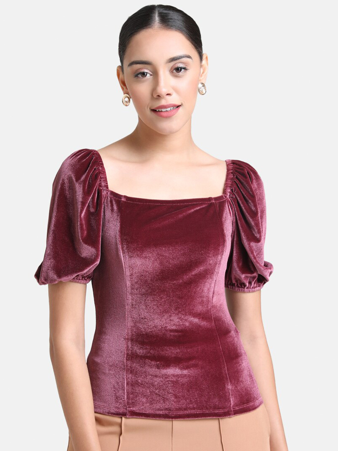 Buy Kazo Maroon Velvet Regular Top - Tops for Women 15756588 | Myntra
