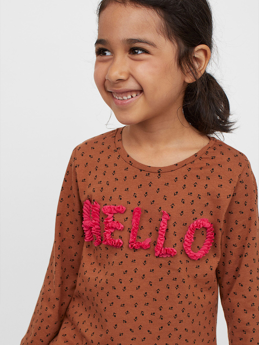 Buy H&M Girls Brown Motif Front Top - Tops for Girls 15759856 | Myntra