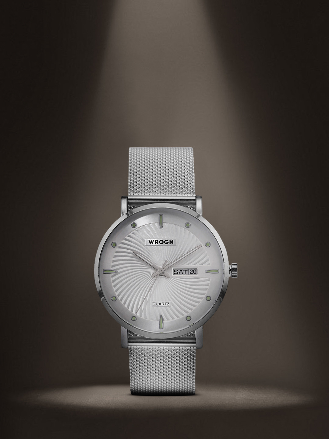 Buy WROGN Men Silver Toned Patterned Dial & Bracelet Style Strap ...