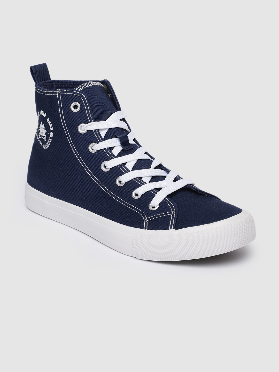 Buy Flying Machine Men Navy Blue Jerel High Top Sneakers - Casual Shoes ...