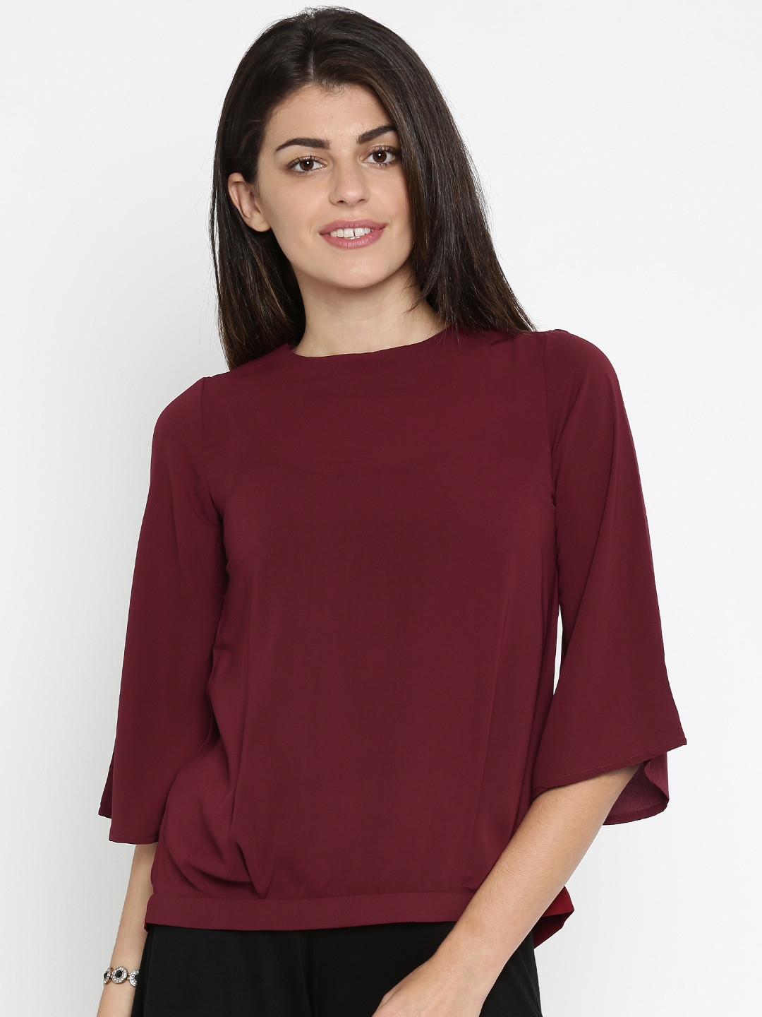 Buy AND Women Maroon Solid Top - Tops for Women 1576334 | Myntra