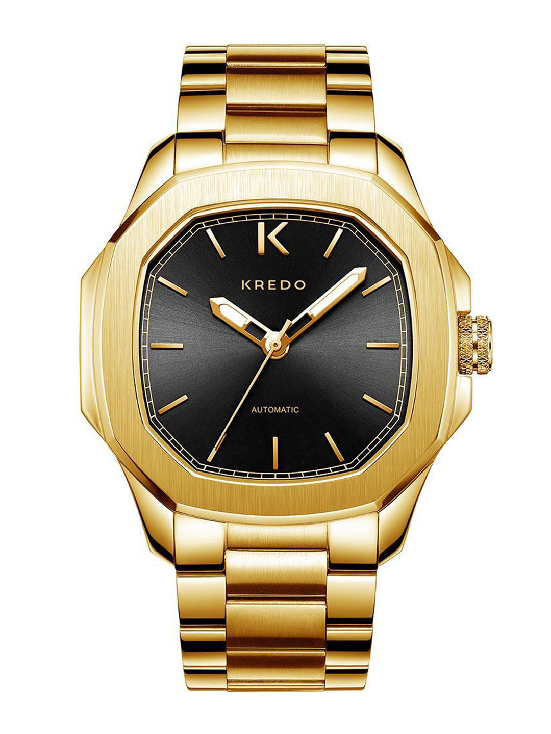 Buy KREDO Men OTUS Black Dial & Gold Toned Bracelet Style Strap ...