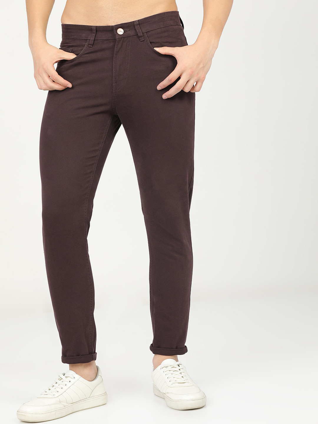 Buy KETCH Men Brown Solid Tapered Fit Easy Wash Chinos Trousers ...