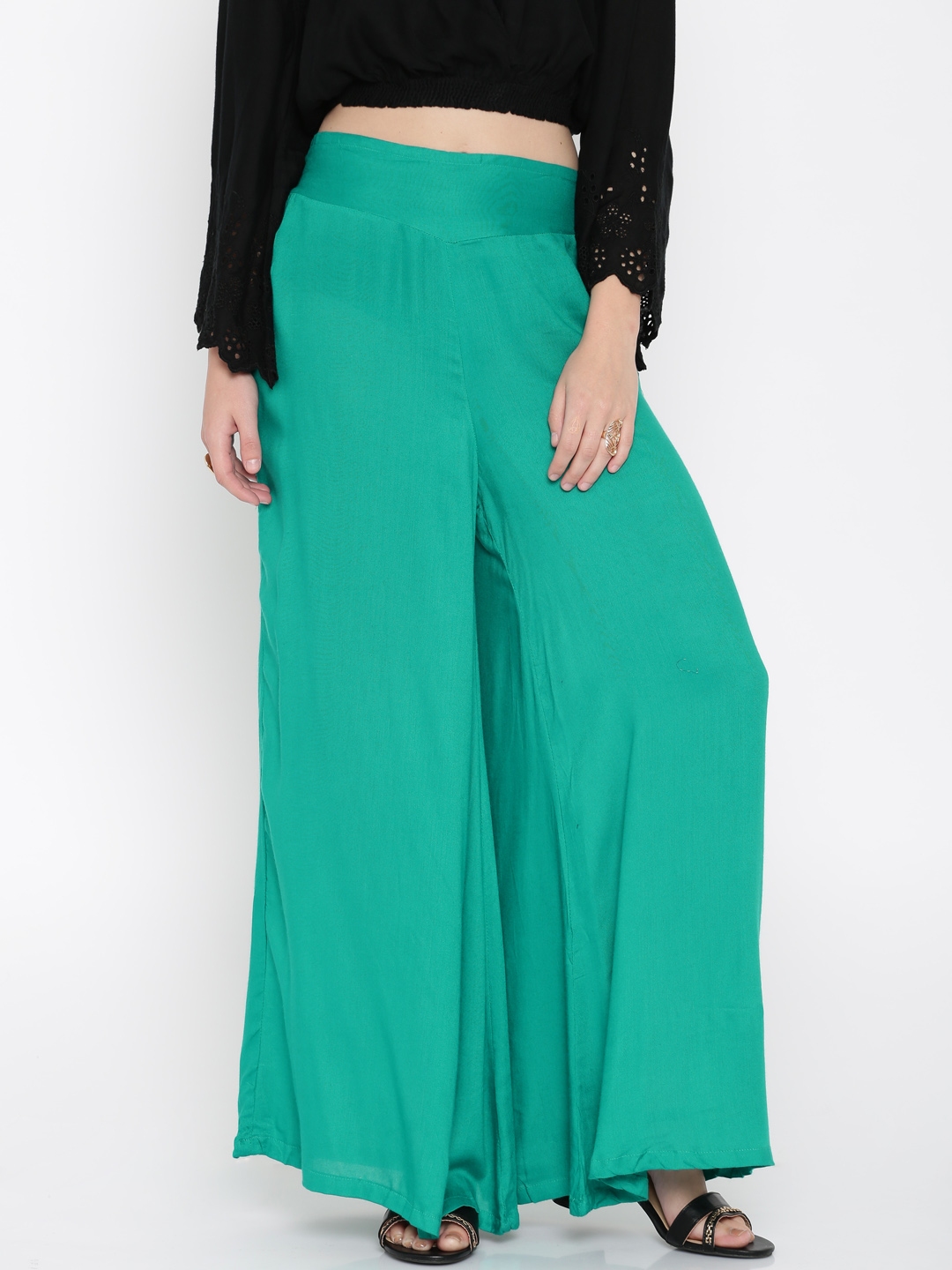 Buy Desi Weavess Women Teal Green Solid Palazzo Trousers - Palazzos for ... Buy Desi Weavess Women Teal Green Solid Palazzo Trousers - Palazzos for ...