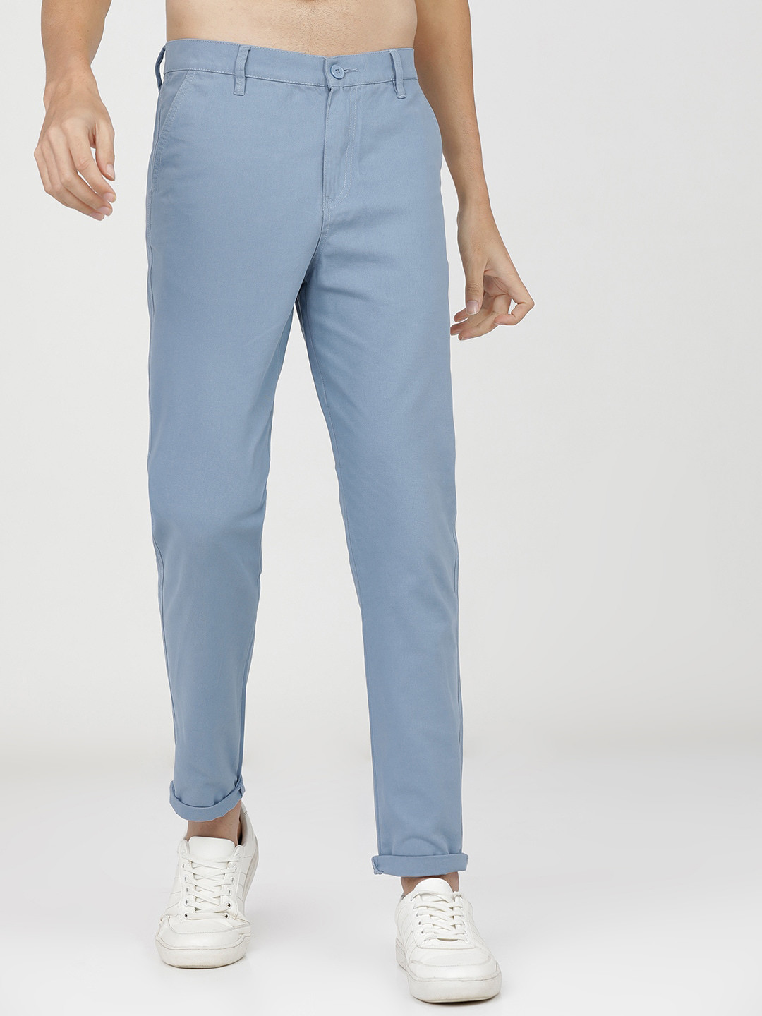 Buy KETCH Men Blue Slim Fit Faded Denim Chinos Trousers - Trousers for ...