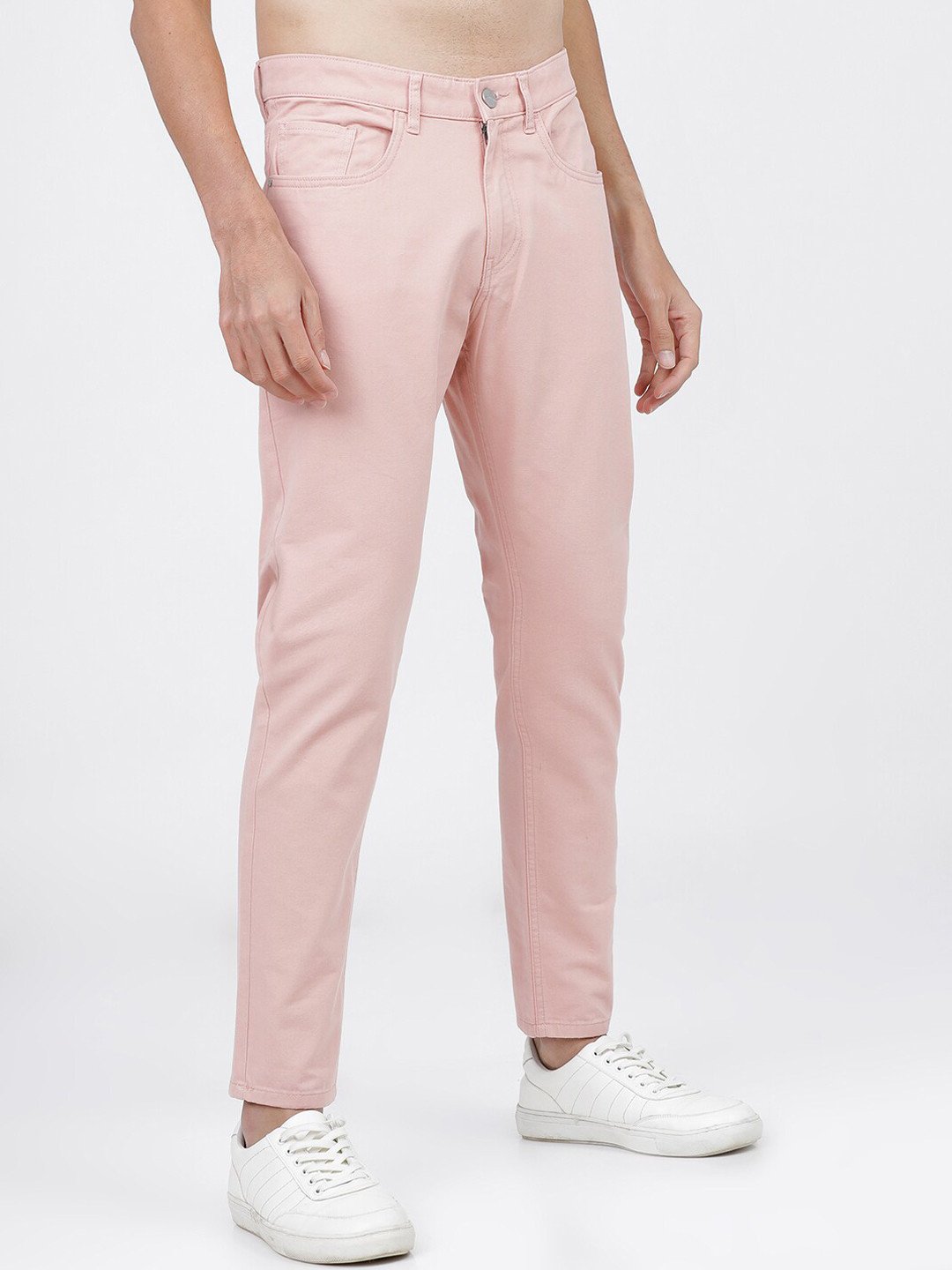 Buy KETCH Men Pink Tapered Fit Chinos Trousers - Trousers for Men ...