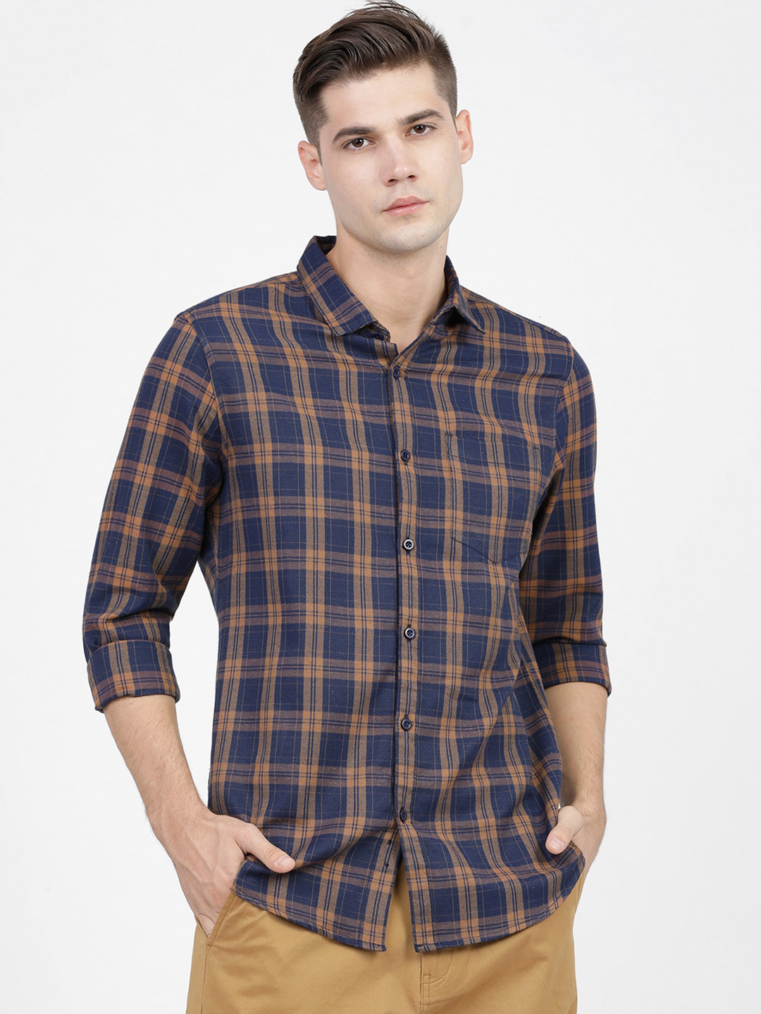 Buy KETCH Men Navy Blue Slim Fit Tartan Checked Casual Shirt - Shirts ...