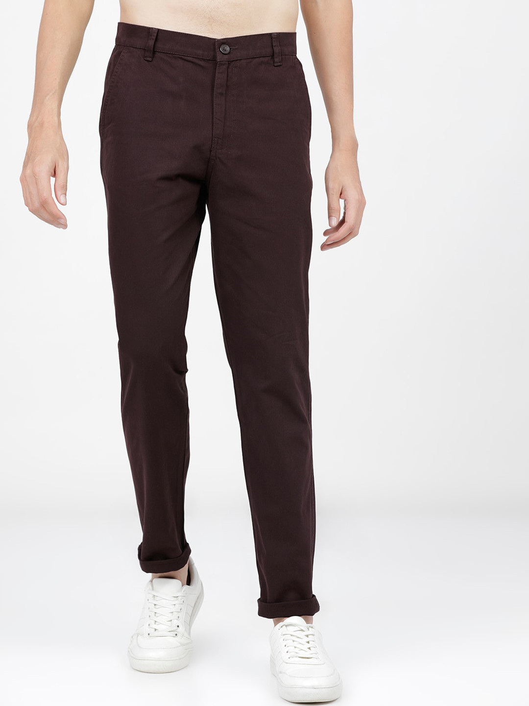 Buy KETCH Men Brown Slim Fit Easy Wash Trousers - Trousers for Men ...