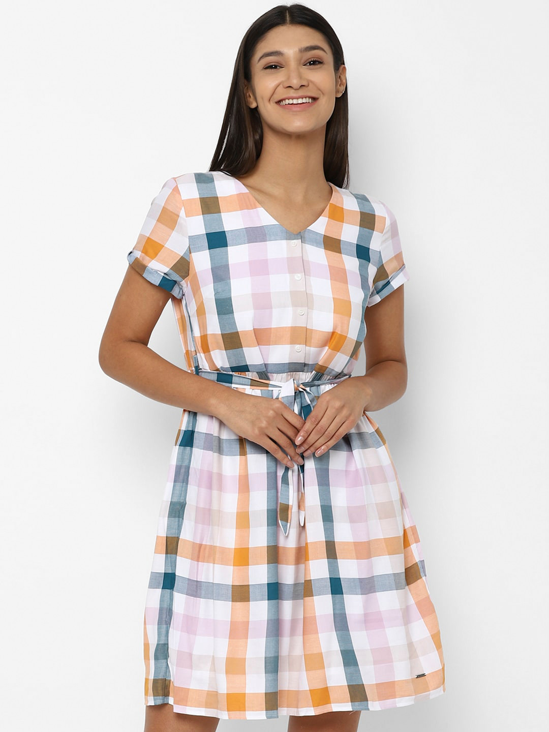 Buy Allen Solly Woman Multicoloured Checked Dress - Dresses for Women ...