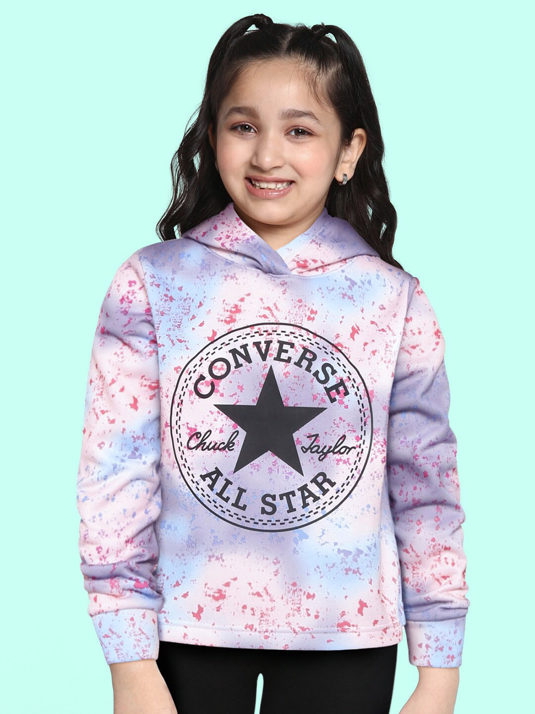 Buy Converse Girls Pink Printed Hooded Sweatshirt - Sweatshirts for ...