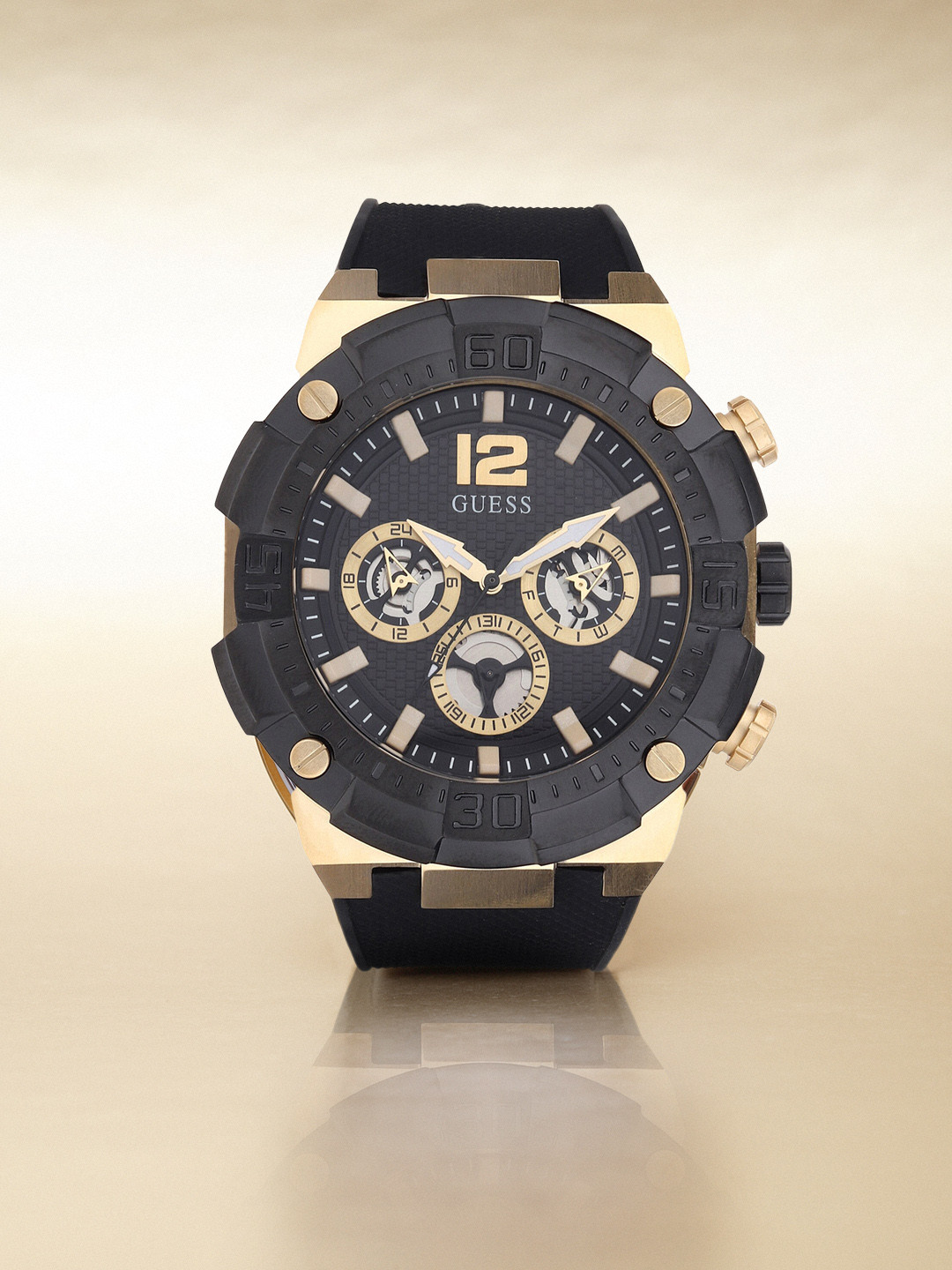 Buy GUESS Men Patterned Analogue Multi Function Automatic Motion ...