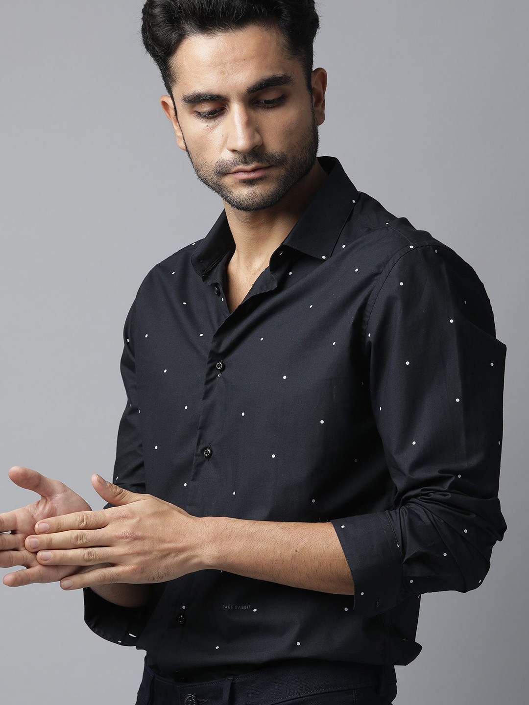 Buy RARE RABBIT Men Black Slim Fit Opaque Printed Casual Shirt - Shirts ...