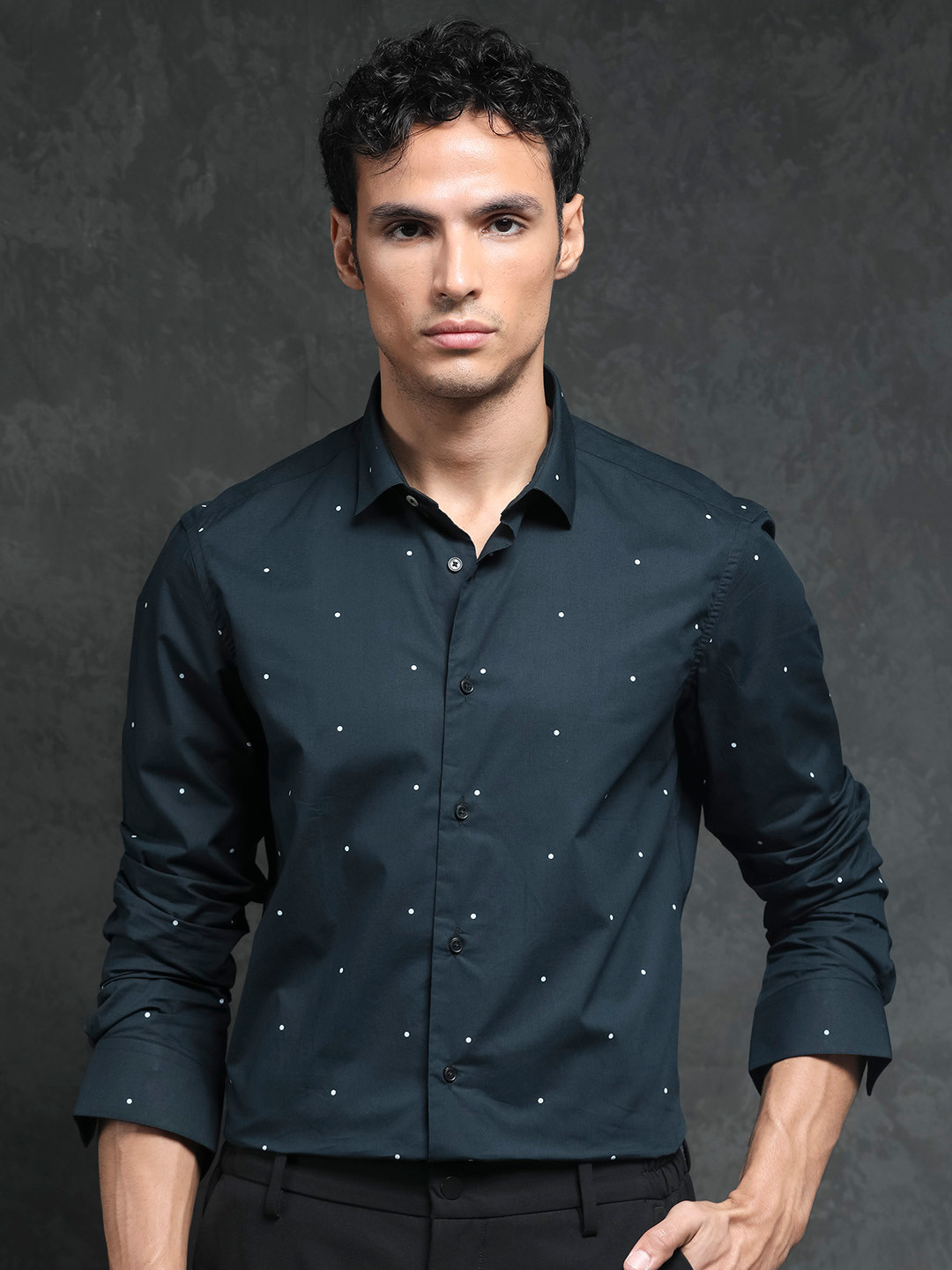 Buy RARE RABBIT Men Black Slim Fit Opaque Printed Casual Shirt - Shirts ...