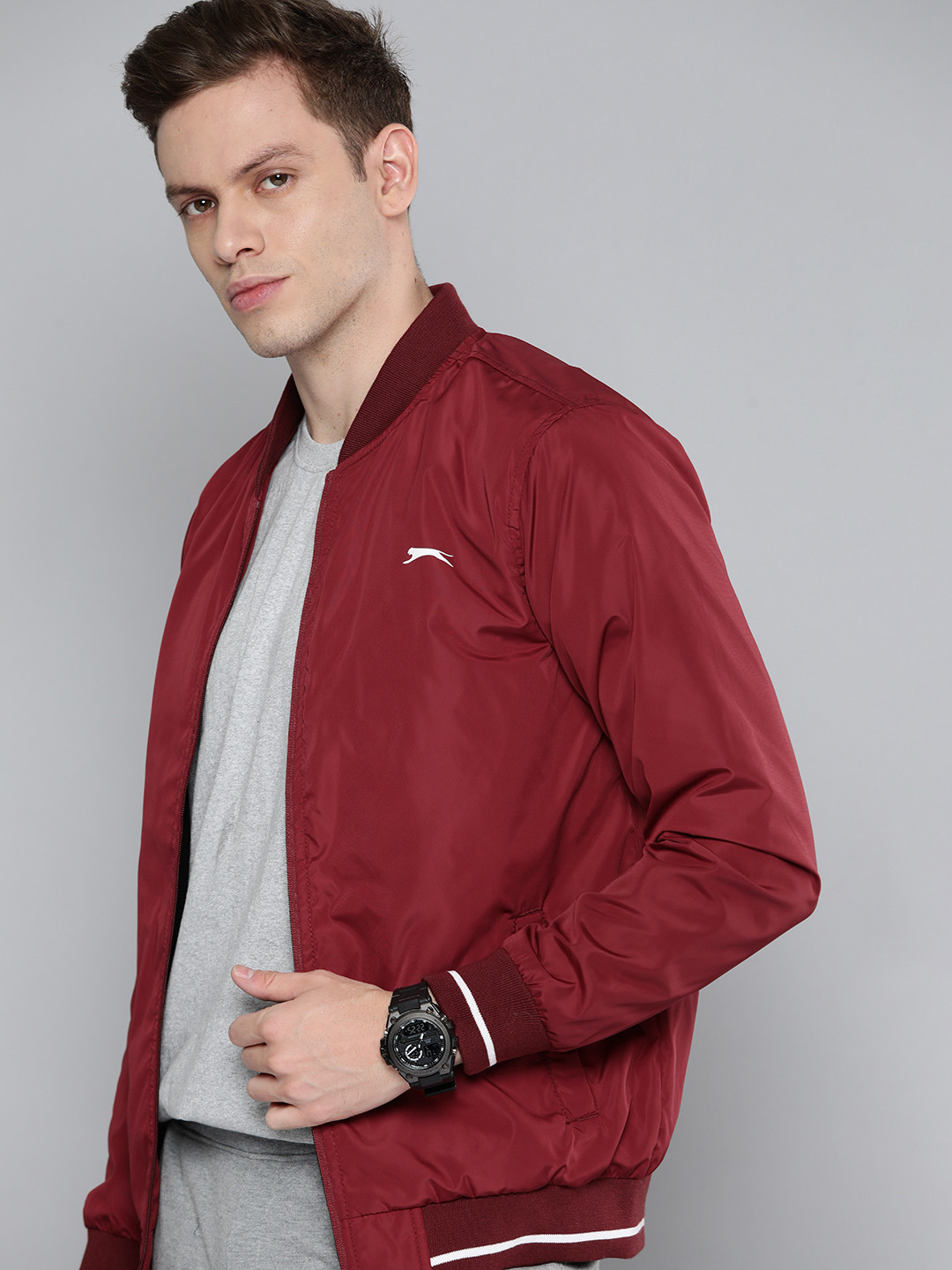 Buy Slazenger Men Maroon Solid Sporty Jacket - Jackets for Men 15788836 ...