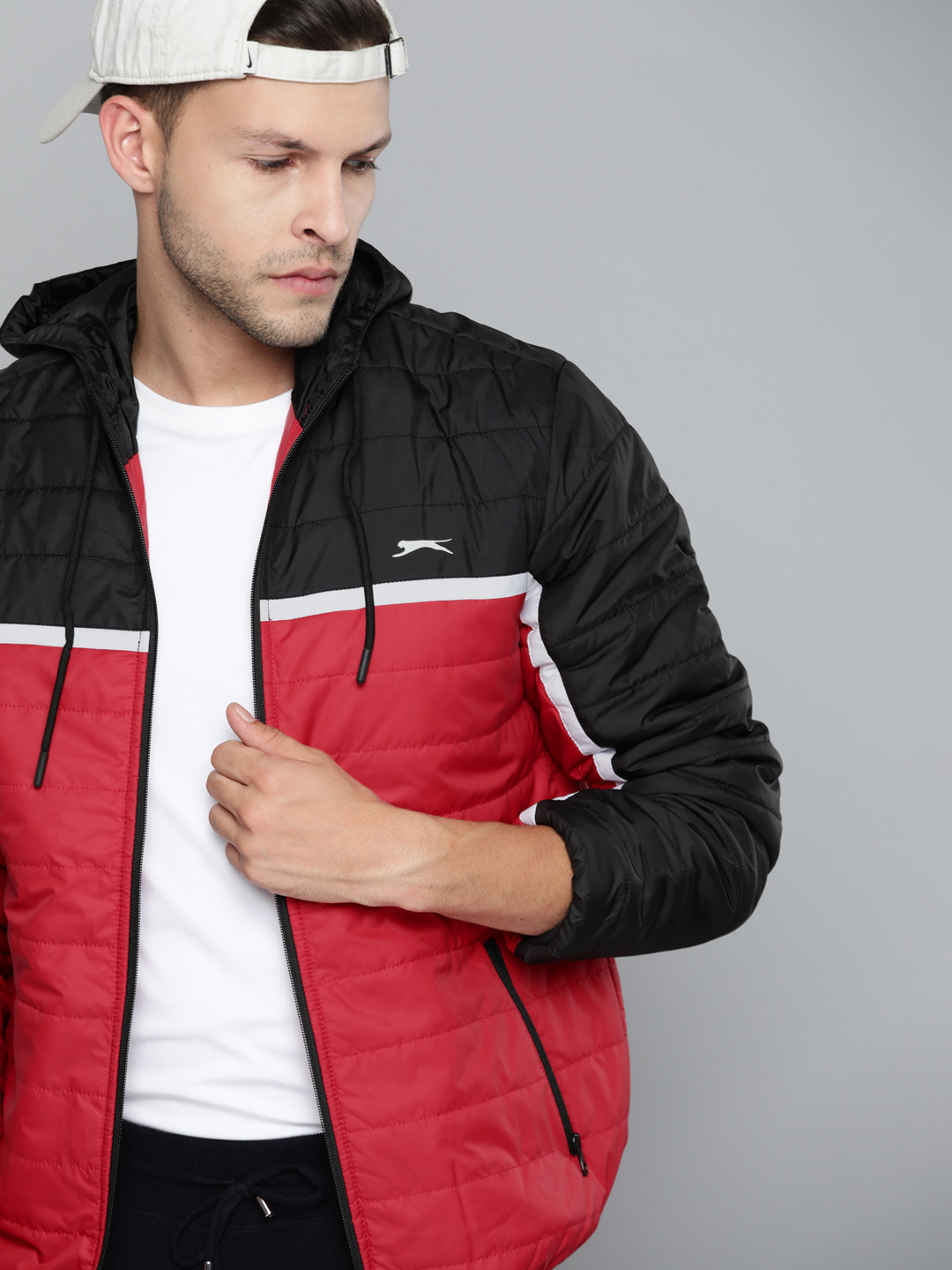 Buy Slazenger Men Black & Red Colourblocked Sporty Jacket - Jackets for ...