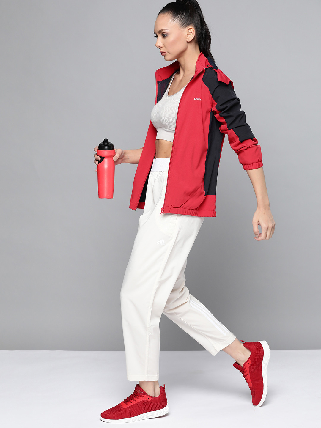 Buy Slazenger Women Red Navy Blue Colourblocked Sporty Rapid Dry Jacket ...