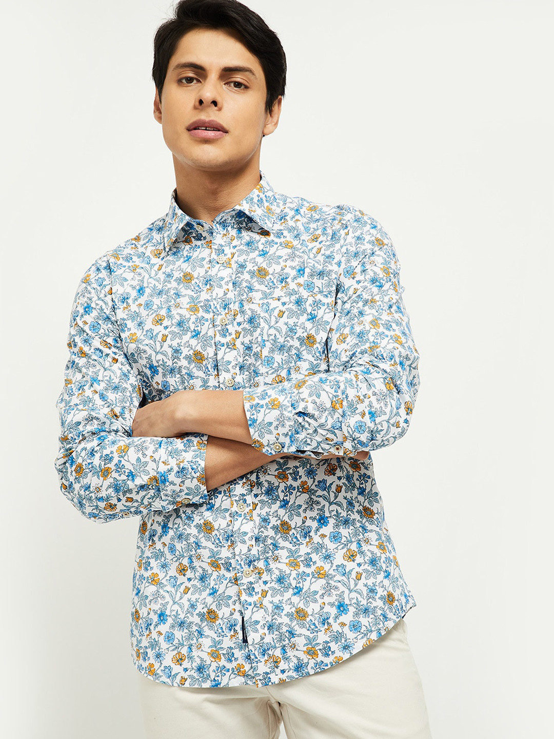 Buy Max Men White Floral Opaque Printed Casual Shirt - Shirts for Men ...