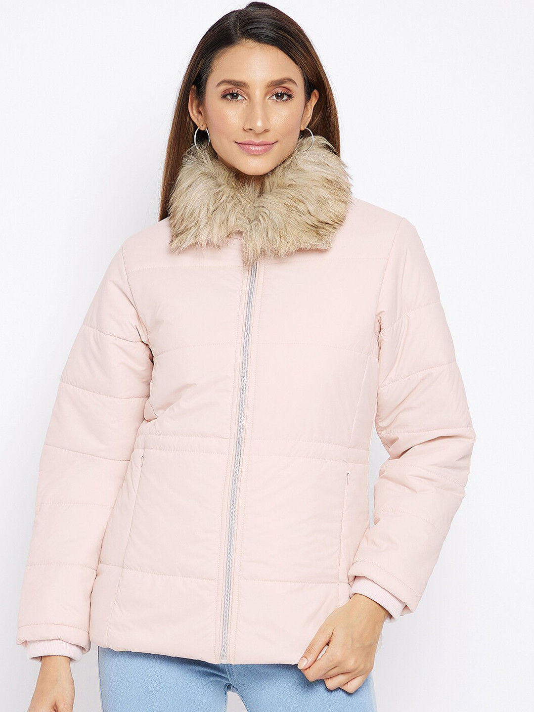 Buy Spirit Women Peach Coloured Puffer Jacket - Jackets for Women ...