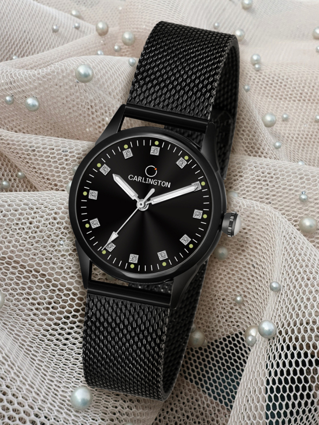 Buy CARLINGTON Women Embellished Dial & Stainless Steel Bracelet Style ...