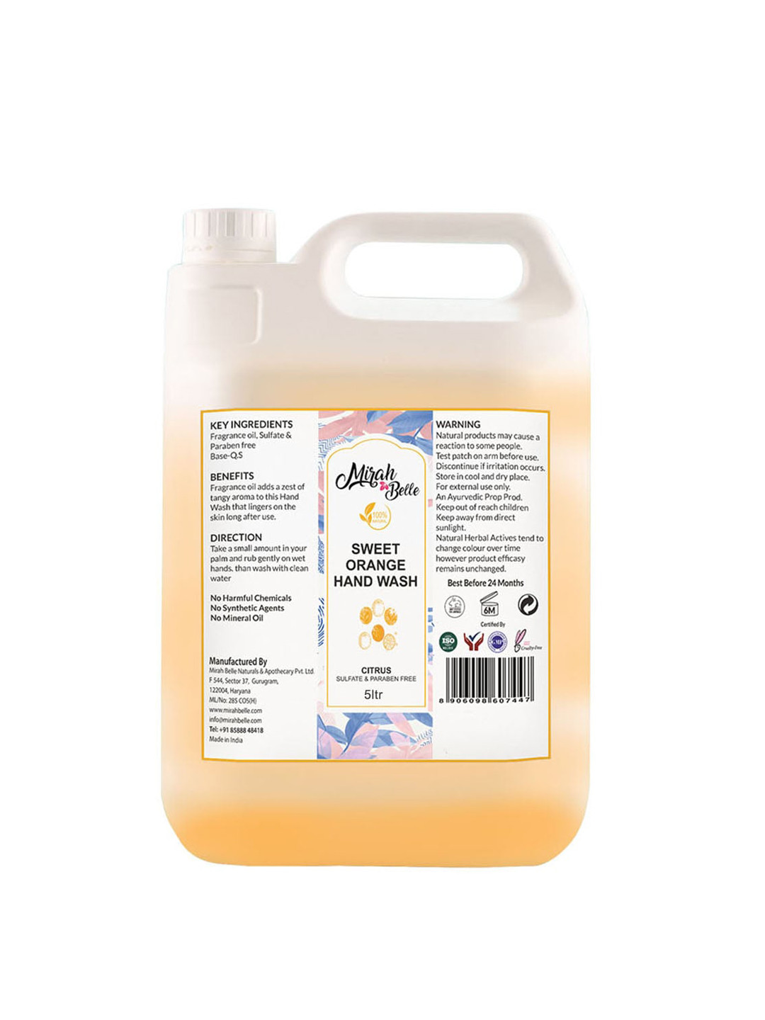Buy Mirah Belle Sweet Orange Hand Wash Can (5 LTR) - Hand Wash for ...