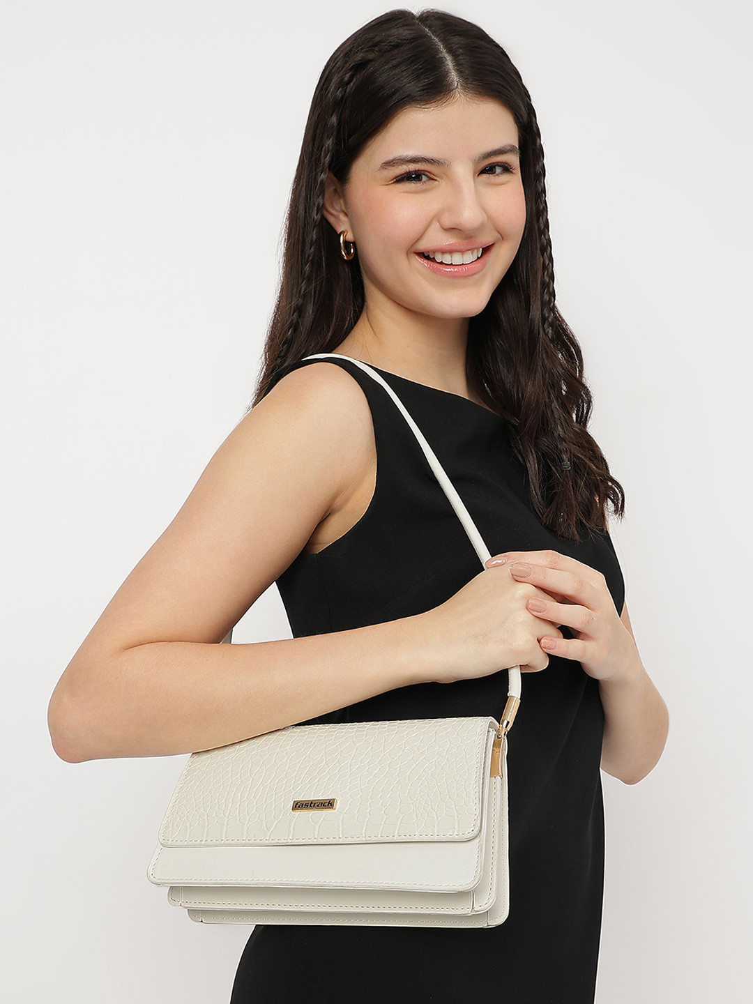 Buy Fastrack White Textured Shoulder Bag - Handbags for Women 15801956 ...