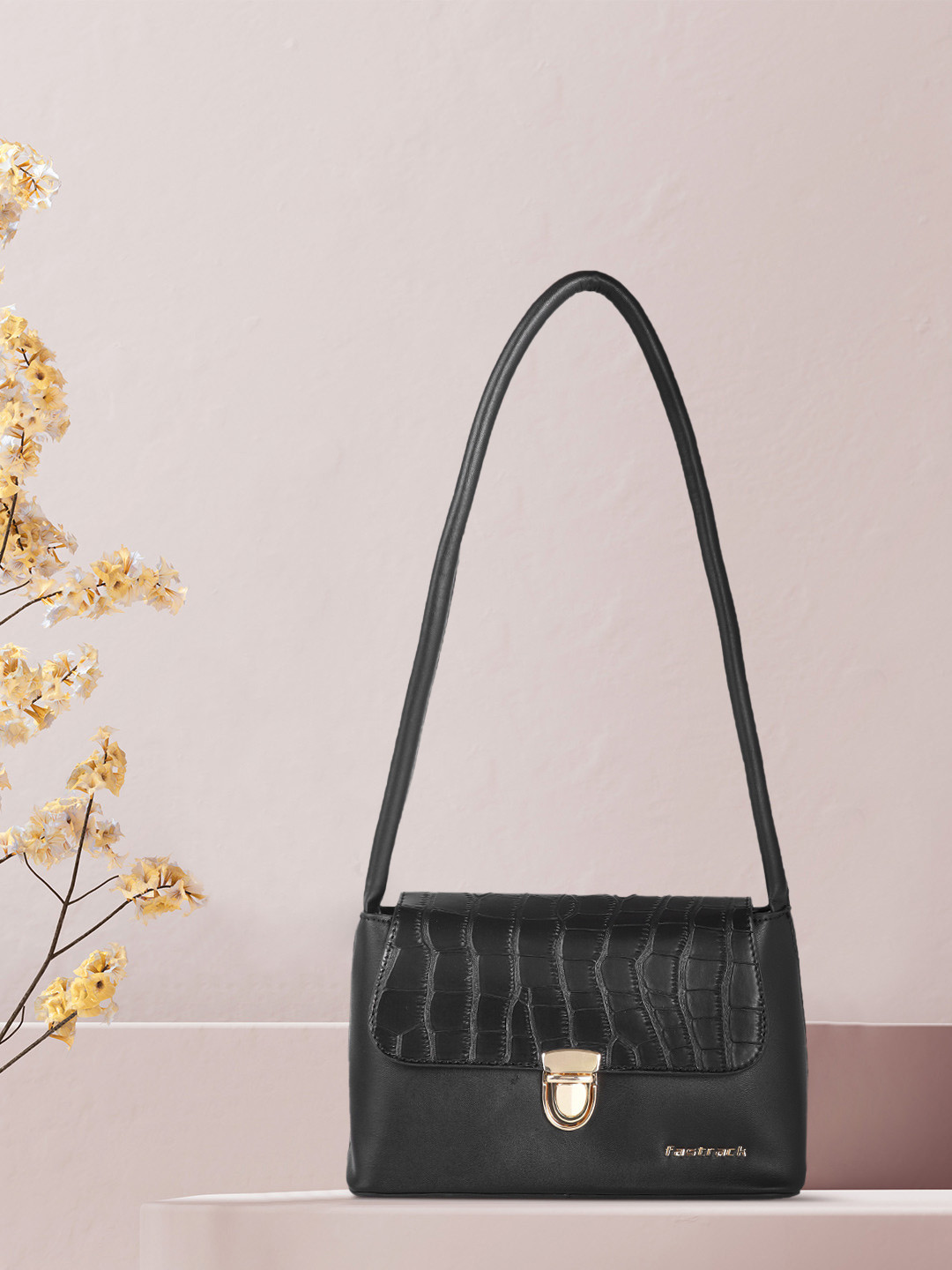 Buy Fastrack Black PU Structured Shoulder Bag - Handbags for Women ...