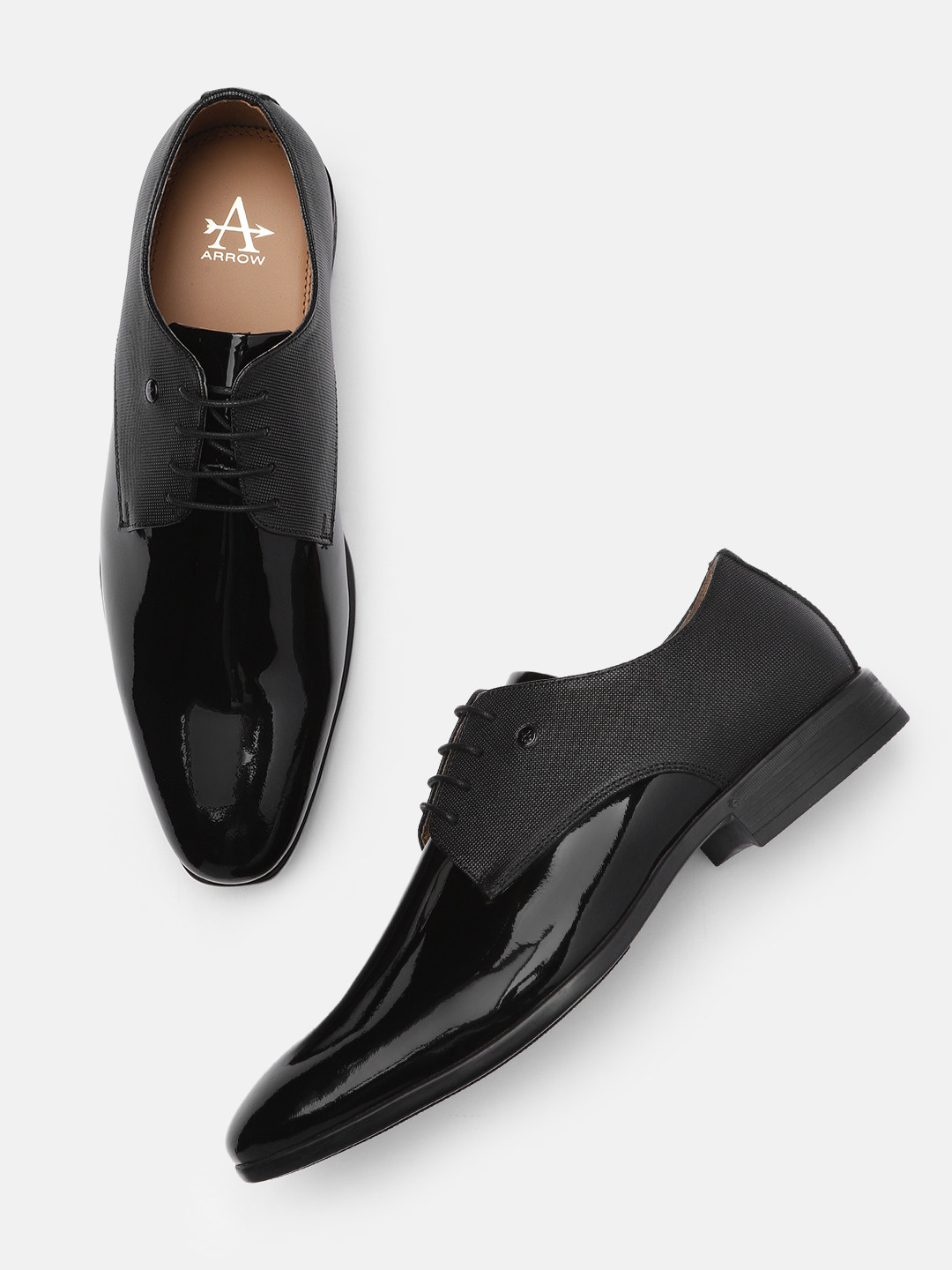 Buy Arrow Men Black Solid WRANGELL Formal Leather Derbys - Formal Shoes ...