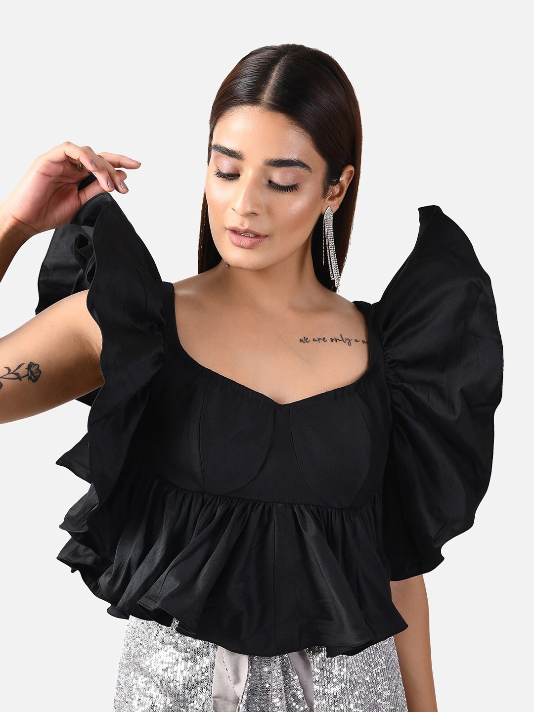 Buy Attic Salt Black Sweetheart Neck Empire Top Tops For Women